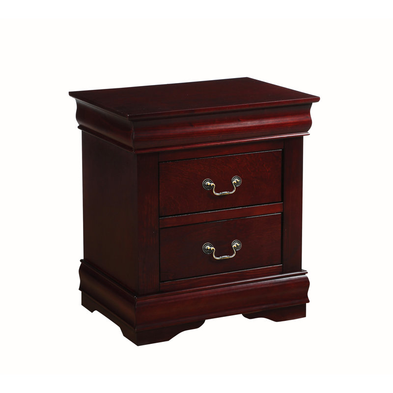 Winston Porter 2 Drawer Nightstand Cherry Finish Wood Nightstand Wayfair